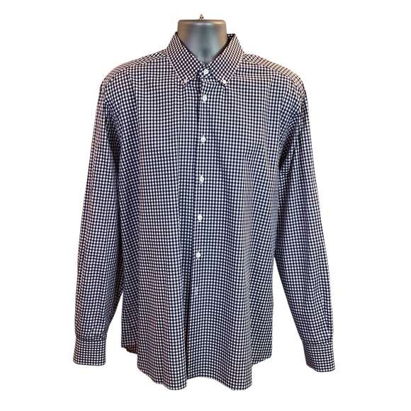 Prada | Shirts | Prada Italian Mens Navy Mini Checkered Dress Shirt ...